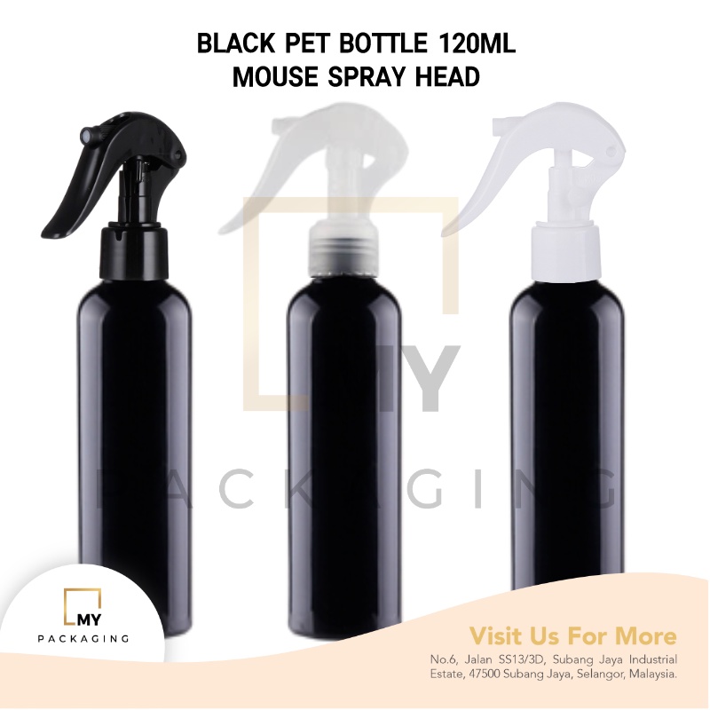 Black Pet Bottle 120ml to 250ml with Mouse Spray for Toner Face Care ...