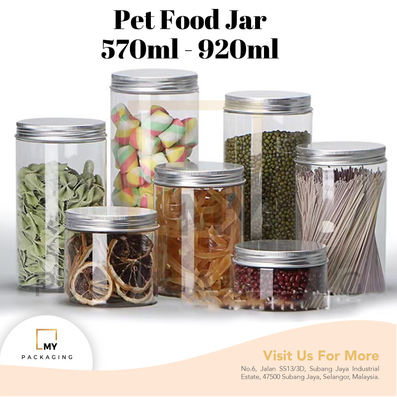 Transparent Cylinder Shape PET Food Jar 570ml - 920ml for Biscuit, Candy, Coffee Bean, Tea Leaf ...