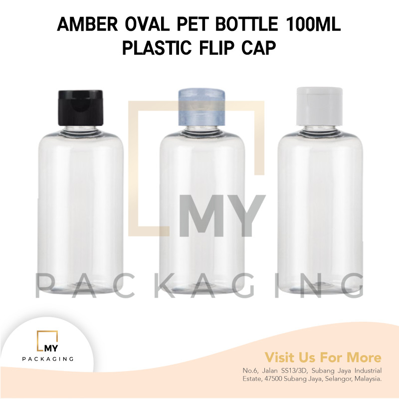 Transparent Oval Pet Bottle 100ml with Plastic Flip Cap for toner ...