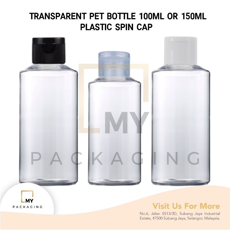 Transparent Pet Bottle 100ml to 150ml with Plastic Flip Cap for toner ...
